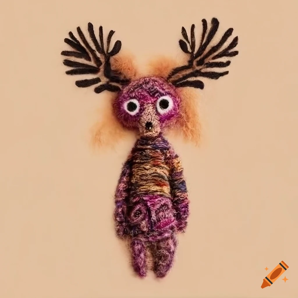 Felted wall creatures in intricate african-style outfits on Craiyon
