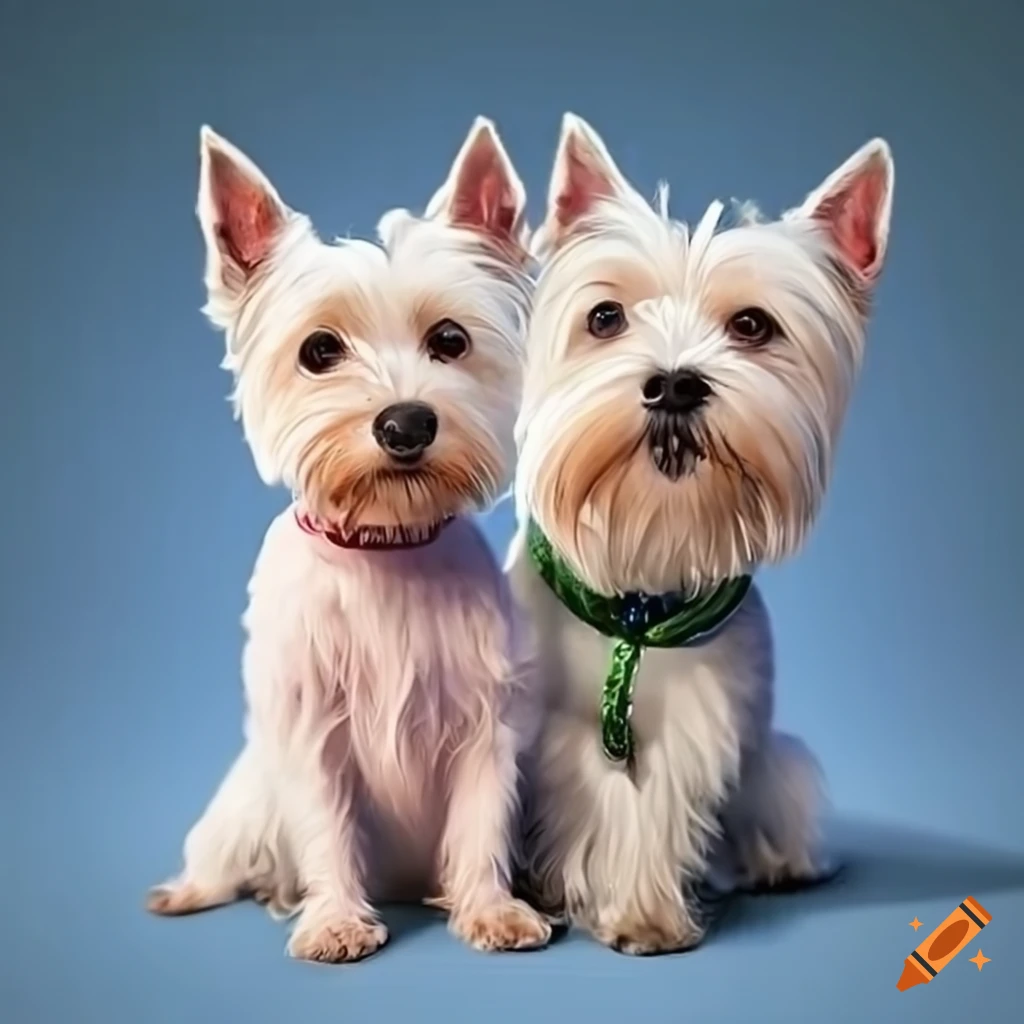 Two westie dogs and zwergschnauzer on Craiyon
