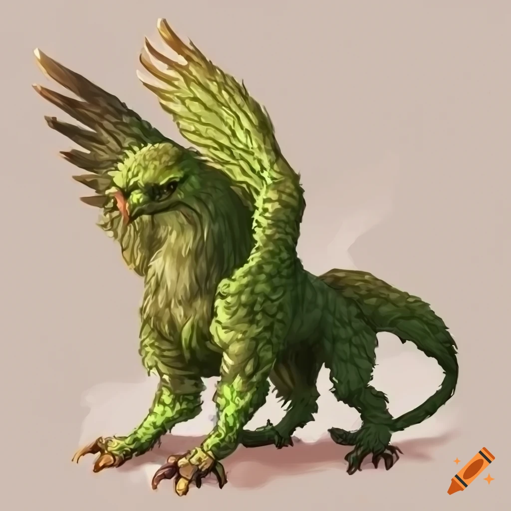 Topiary griffon sculpture in a dnd setting on Craiyon