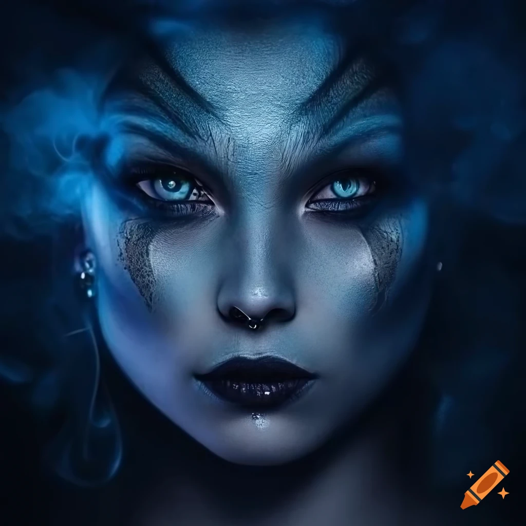 Portrait of a shy introverted woman with piercing eyes and a natural ...