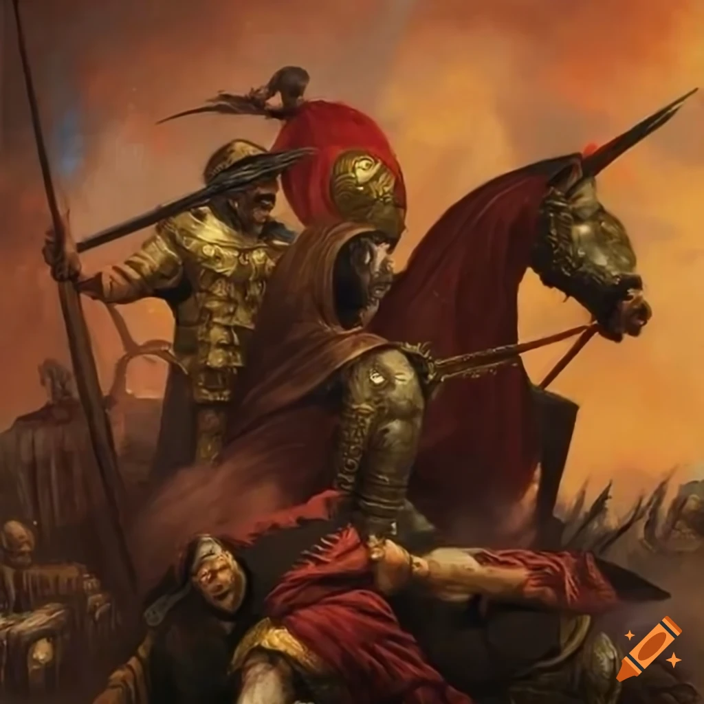 Edetani warriors saluting after a victorious battle in historical ...