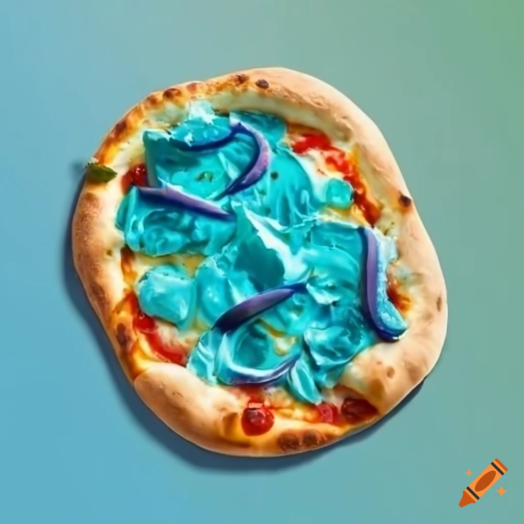 Pizza with blue cream on Craiyon