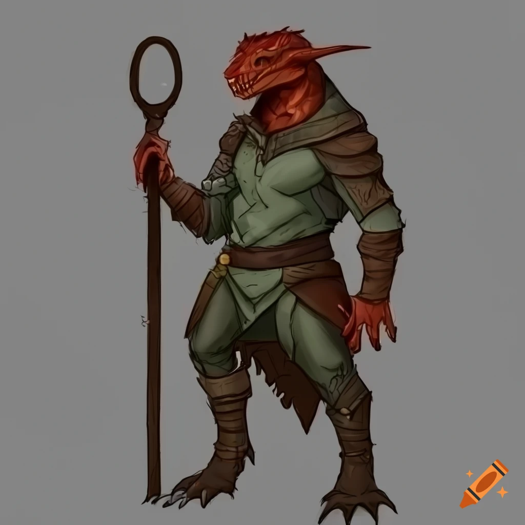 Dragonborn dnd character in lizard-human form on Craiyon