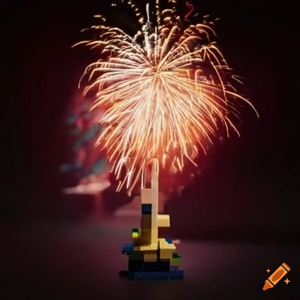 2024 decain new year's lego picture with fireworks on Craiyon