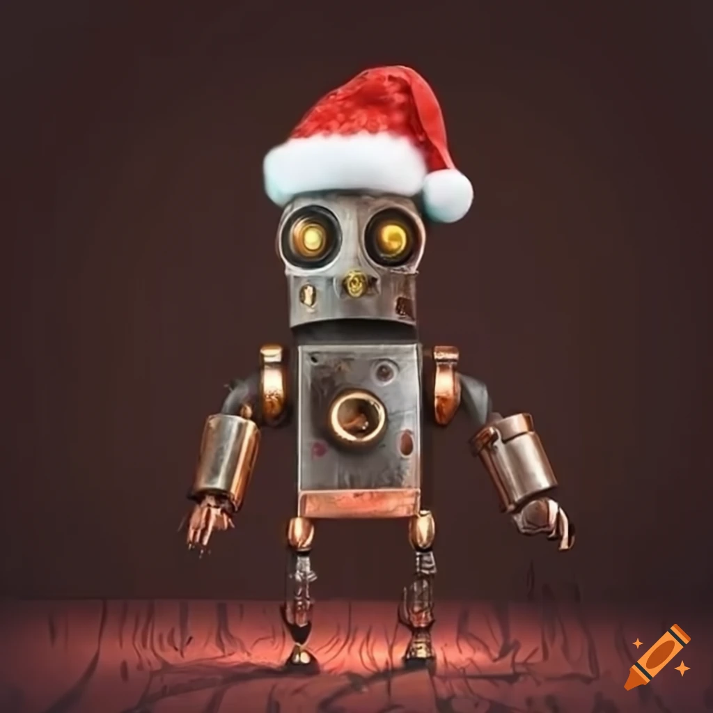 Christmas steampunk robot with furnace on Craiyon