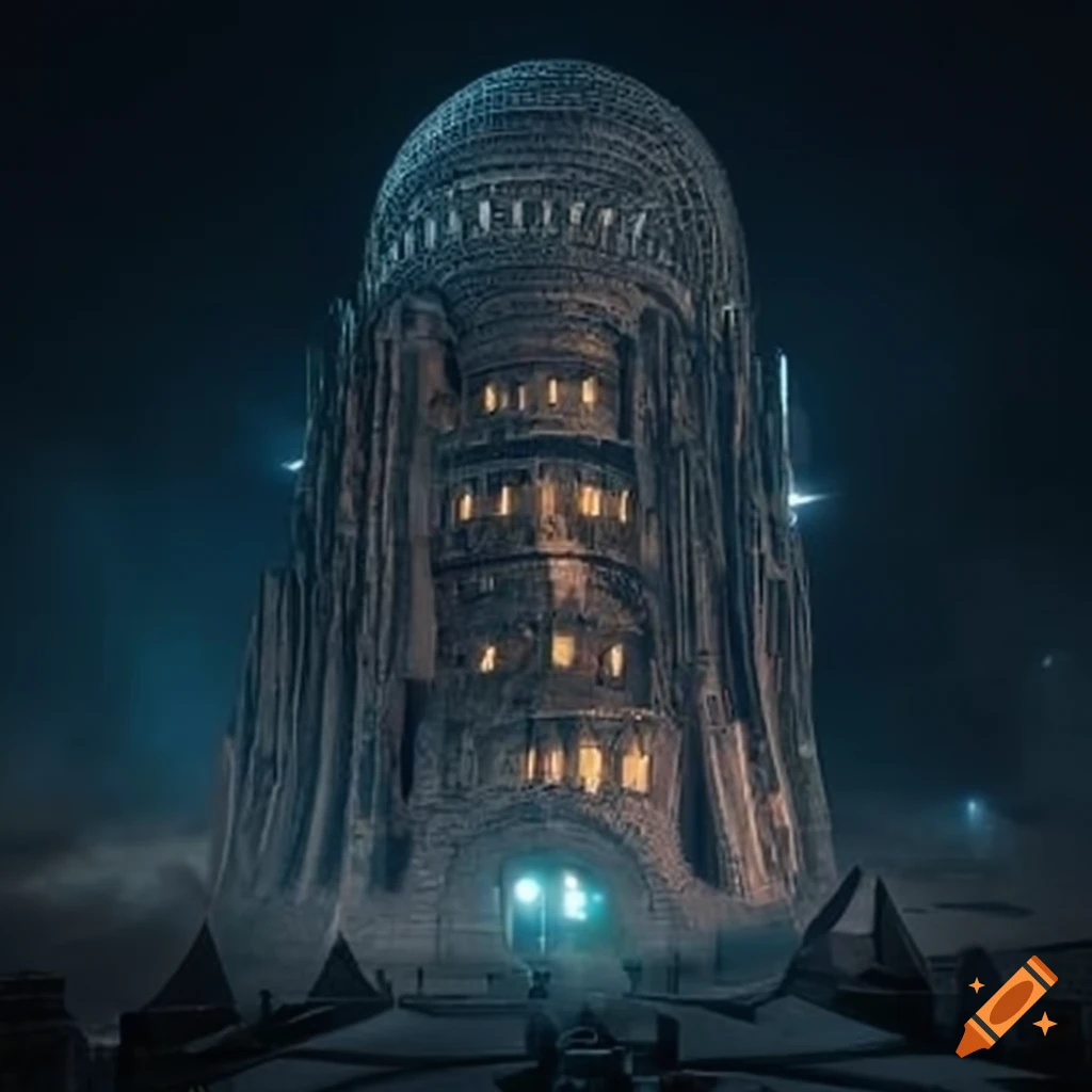 Ancient yet advanced extraterrestrial building on Craiyon