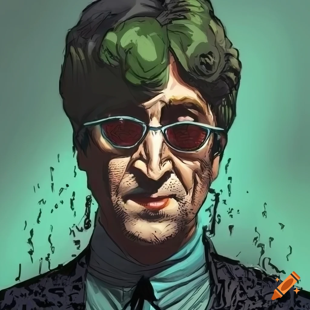 Comic book style portrait of john lennon as doc ock on Craiyon