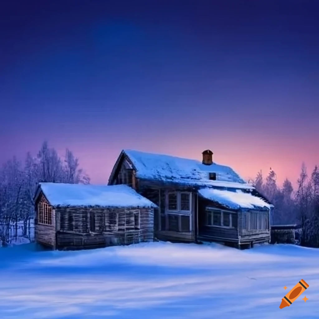 Rural farm house in snow on Craiyon