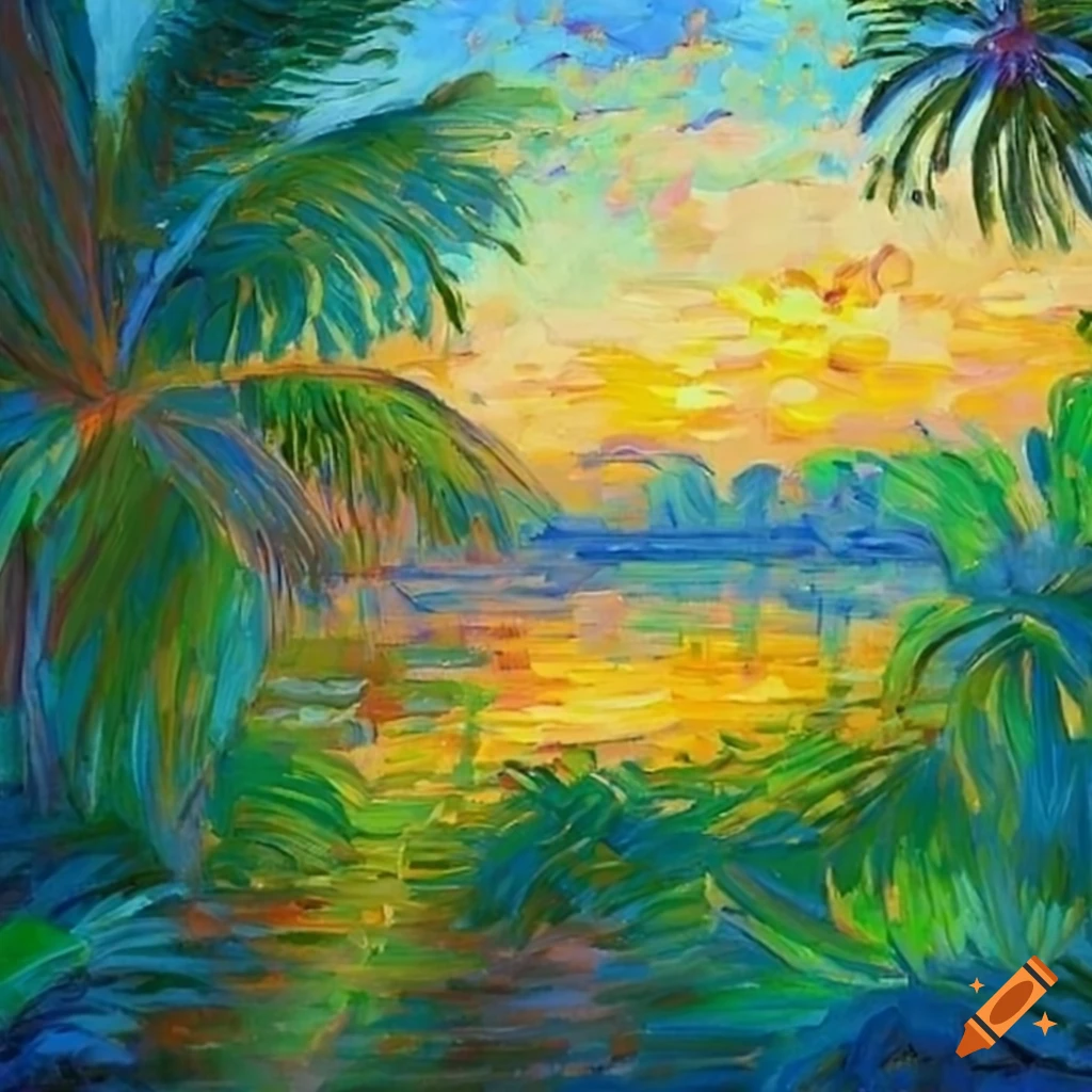 Tropical landscape in impressionist style on Craiyon