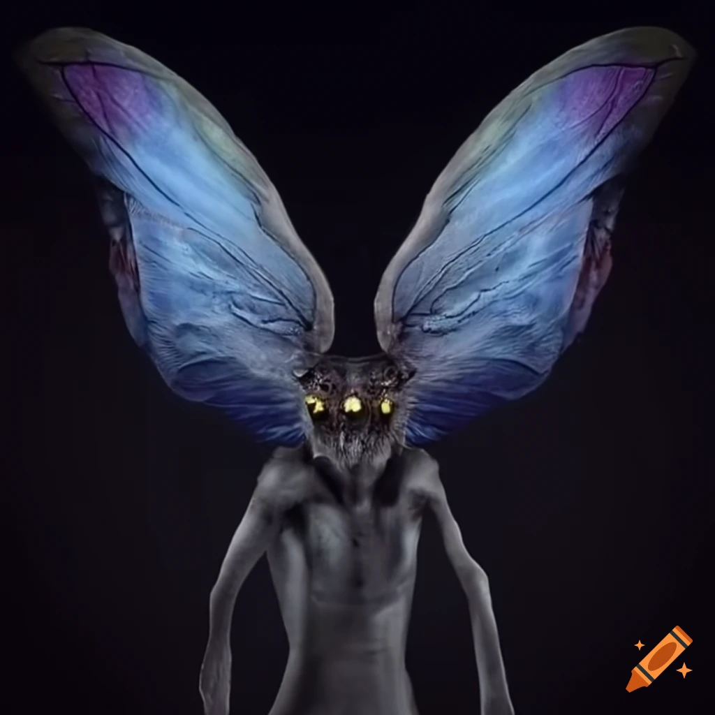 Creature with 6 eyes, stunted fairy wings, bluish grey skin, sharp ...