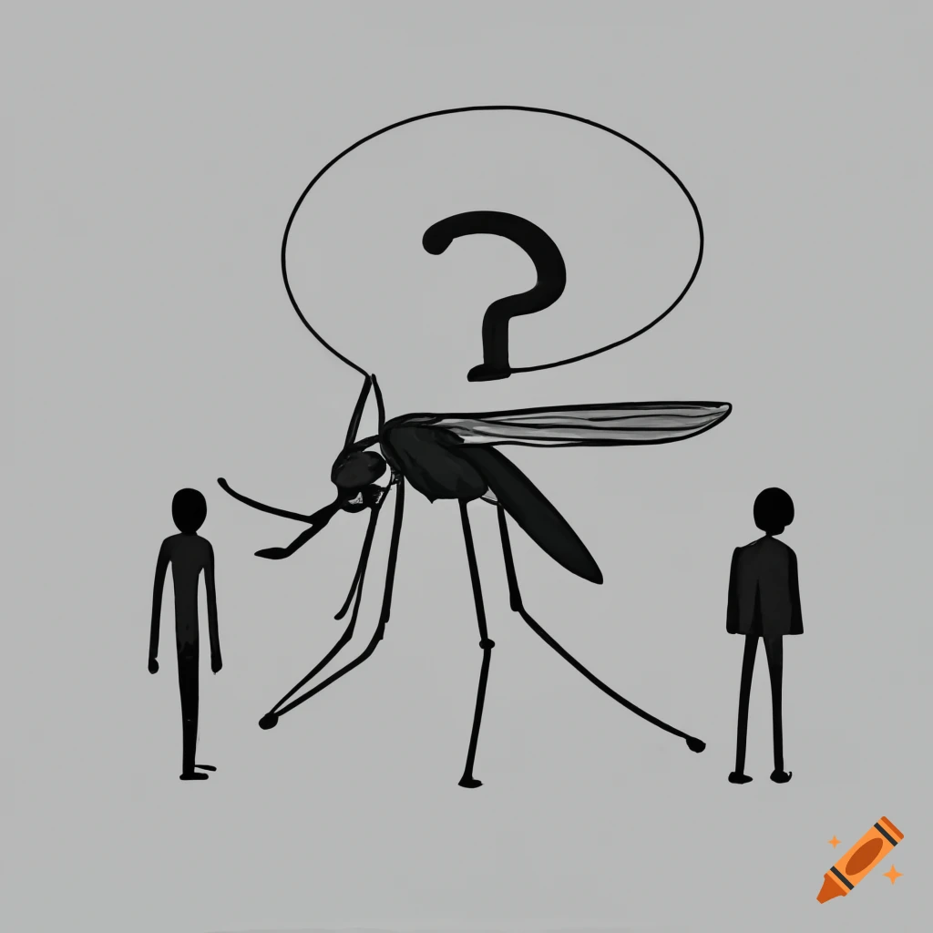 Curious mosquito with question mark above its head and two identical ...