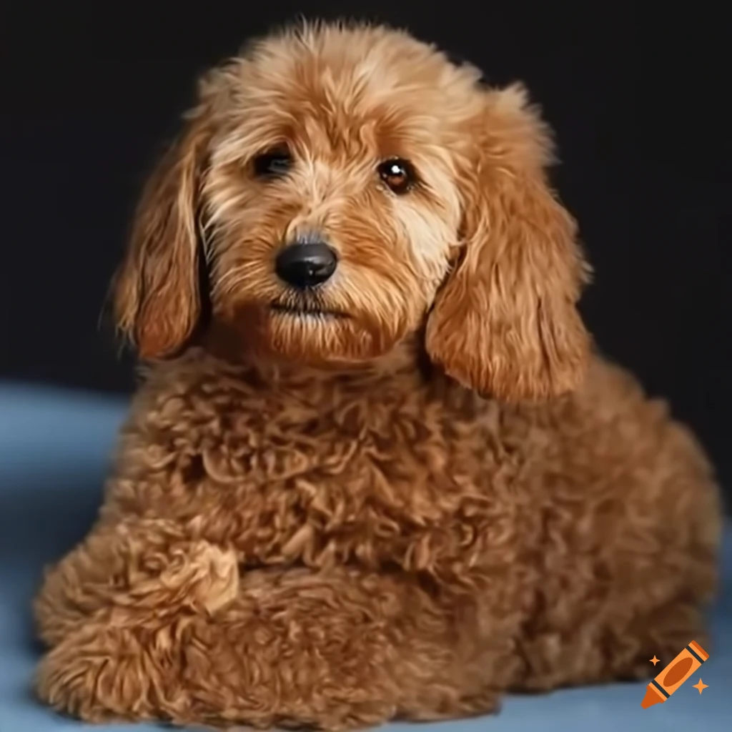 Fluffy golden doodle seated on a celestial body on Craiyon