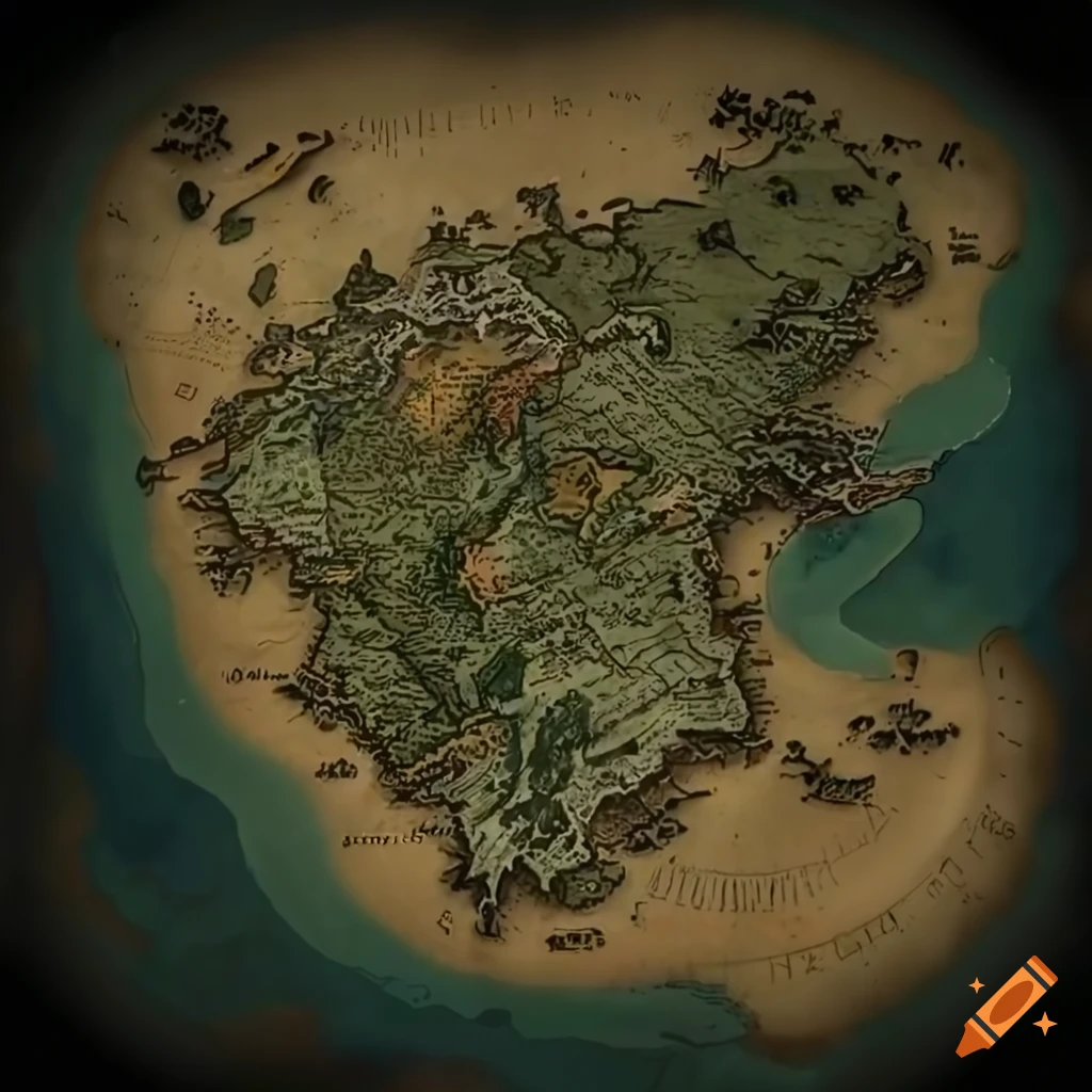 Lord of the rings style map on Craiyon