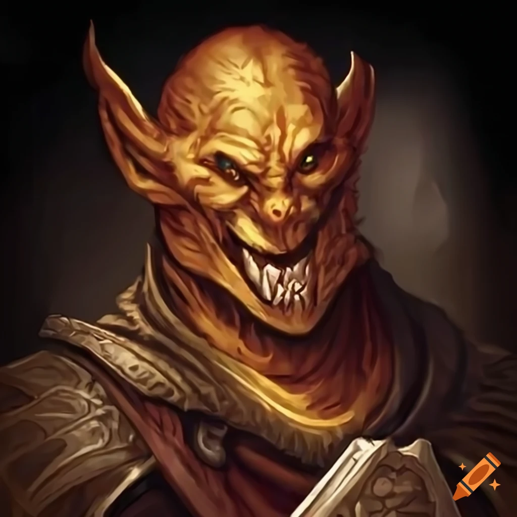 Smiling dragonborn showing teeth on Craiyon