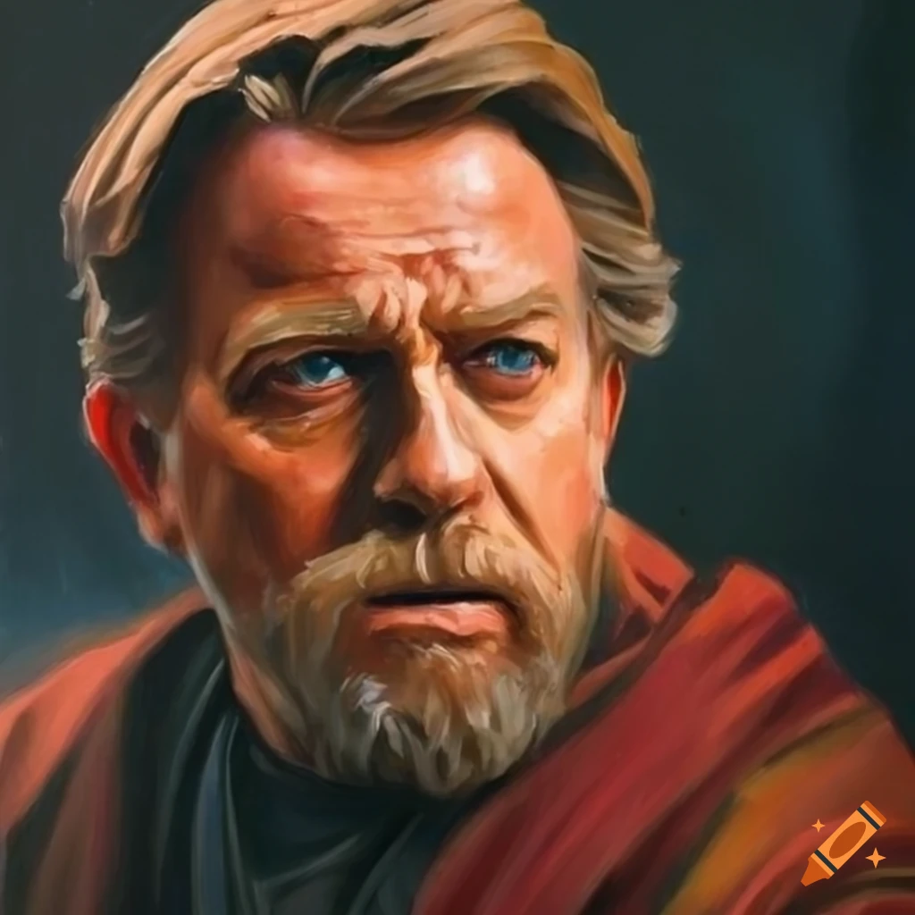Oil painting portrait of sean pertwee as ben kenobi on Craiyon