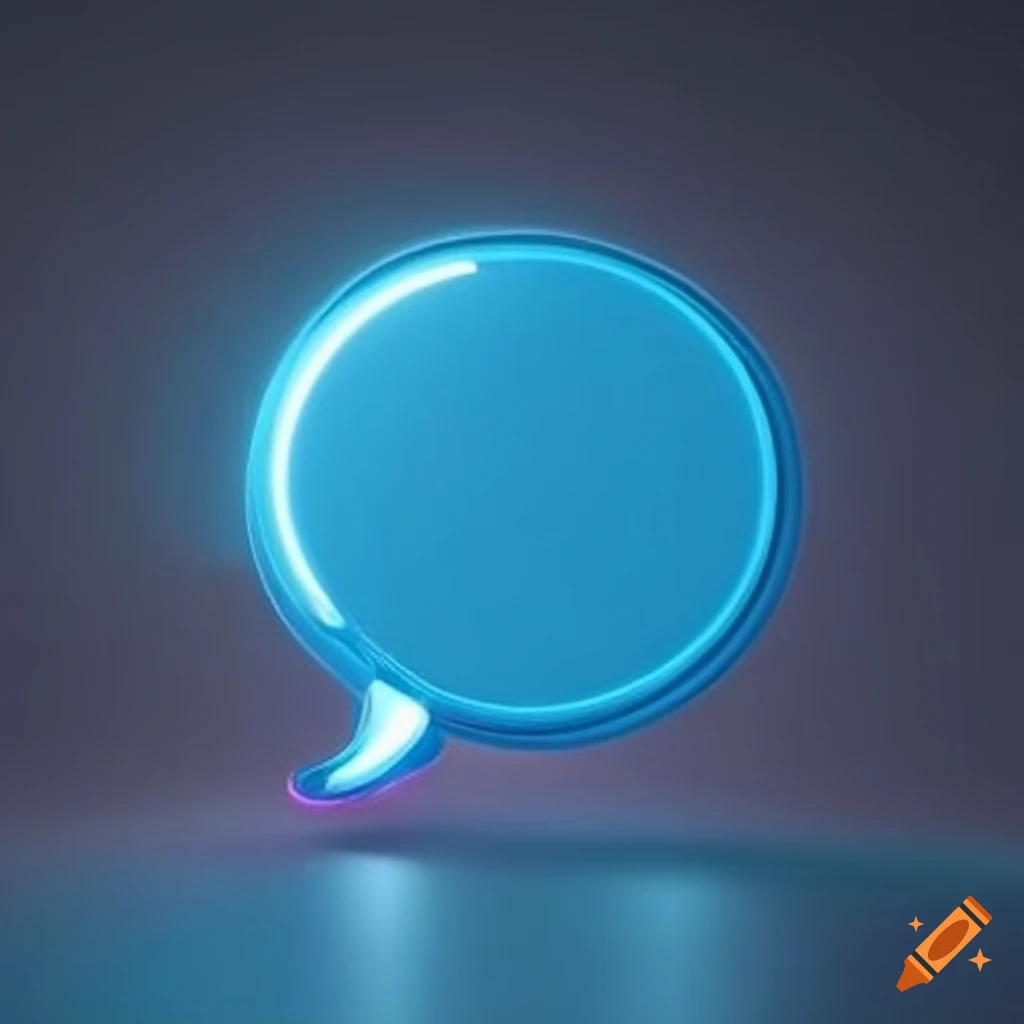 Neon blue chat bubble on Craiyon