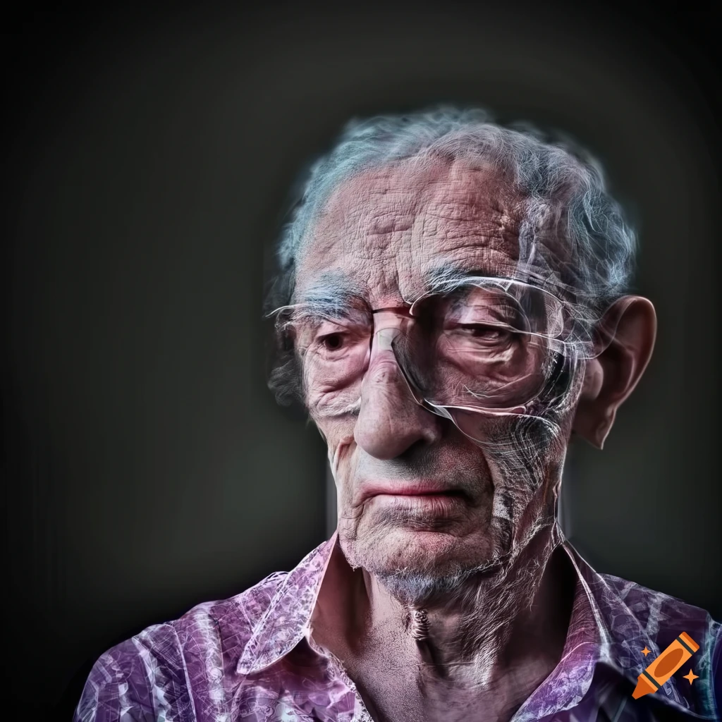 Elderly man in fashionable fractal dress shirt on Craiyon