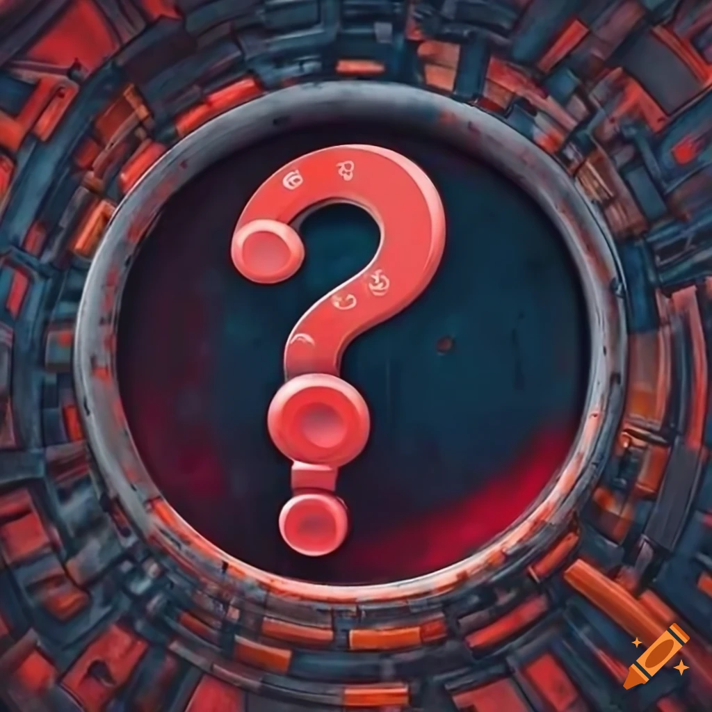 Industrial style circle with a red question mark inside on Craiyon