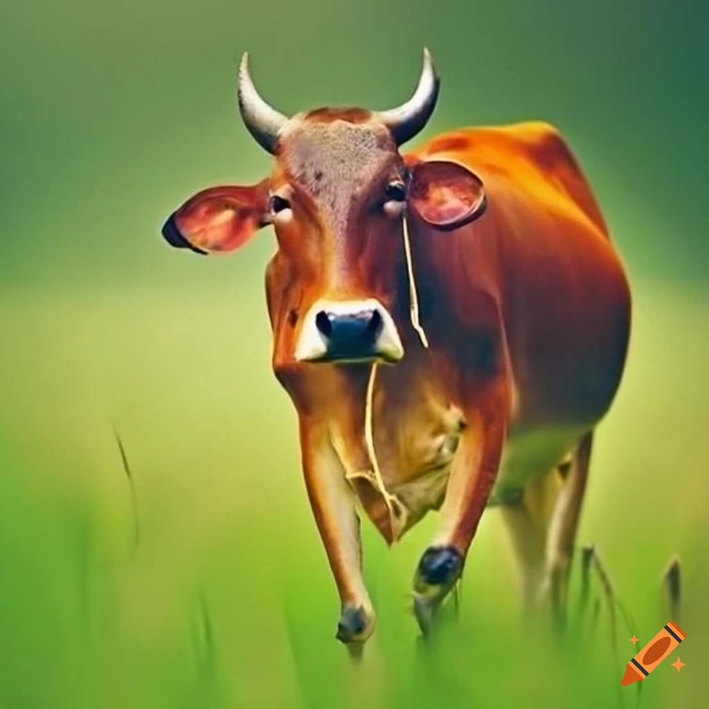 Indian cows grazing on green grass on Craiyon