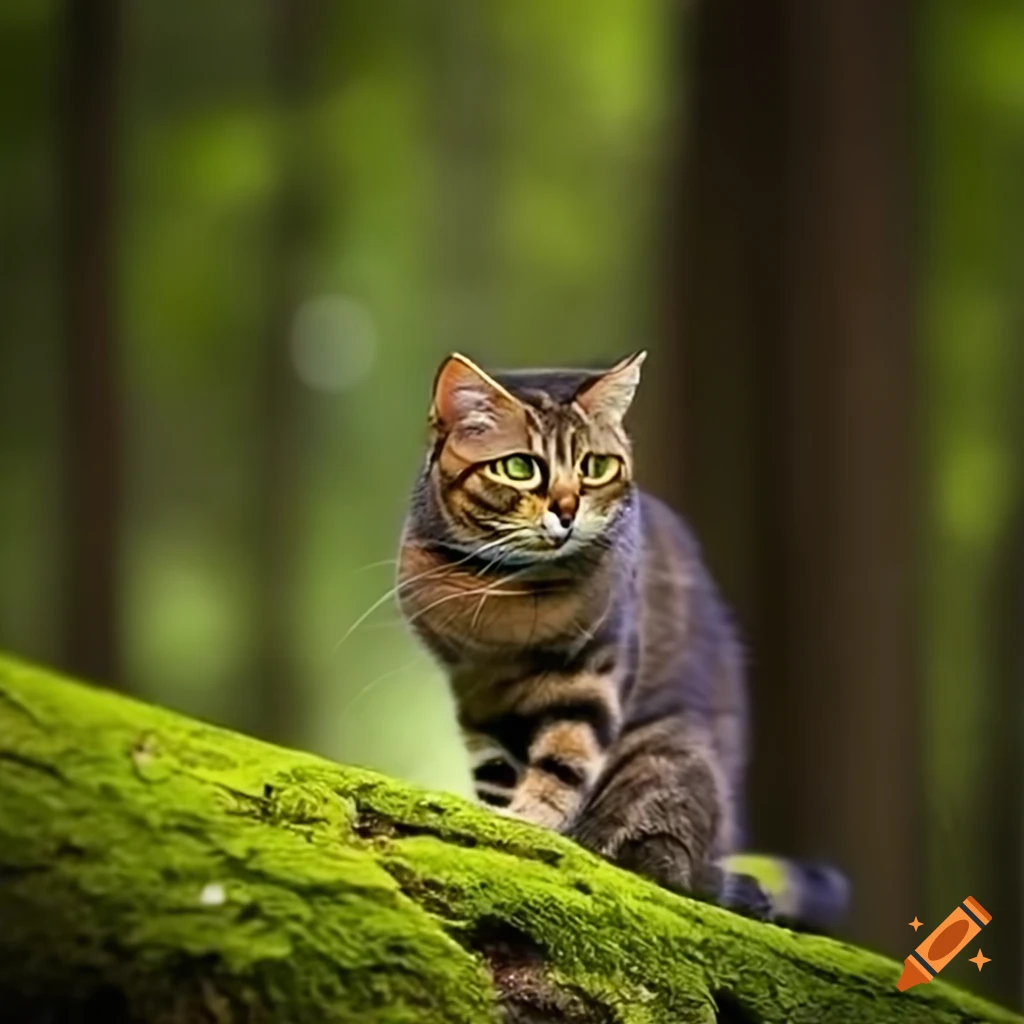 Cat in the forest on Craiyon
