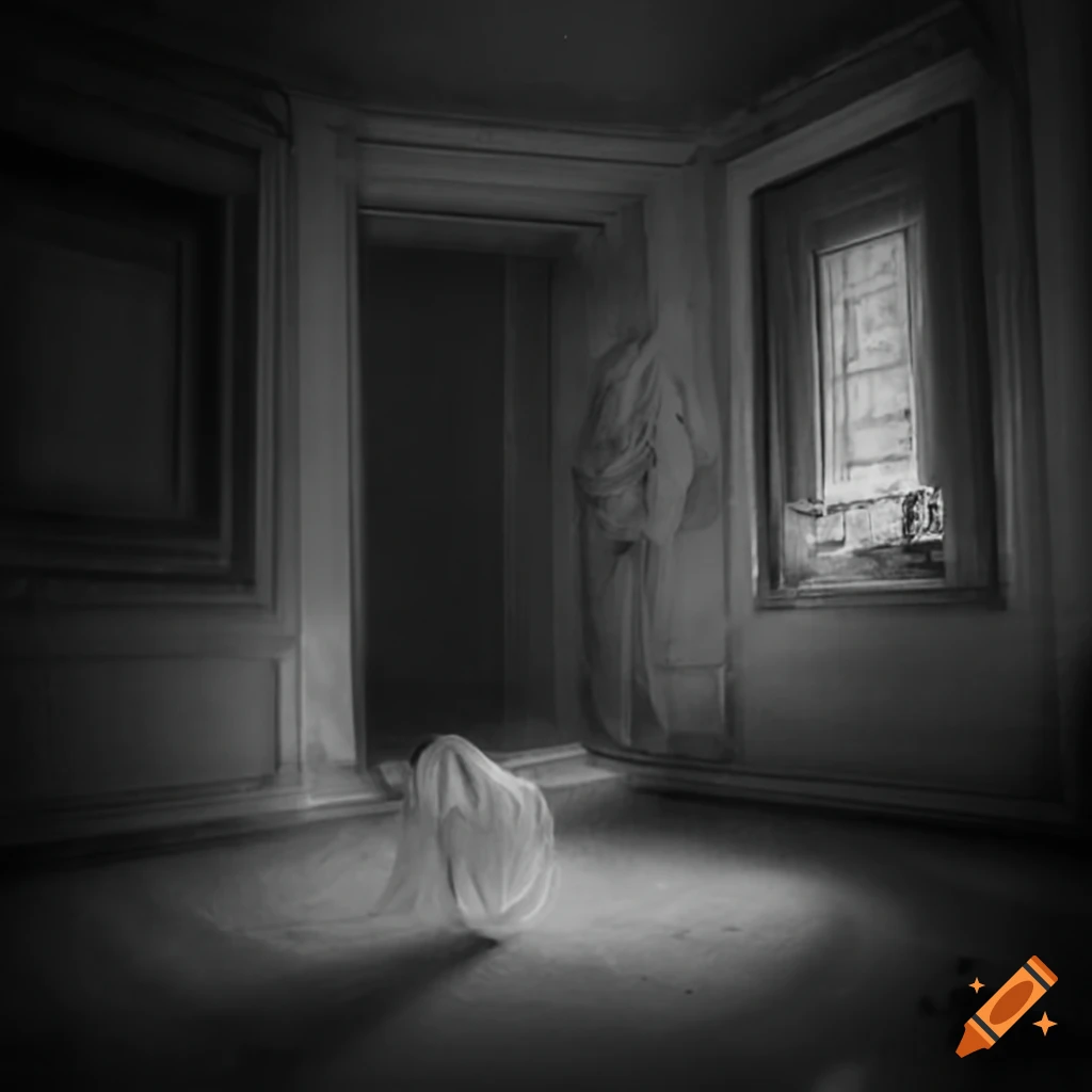 Sad ghost trapped in a windowless room on Craiyon
