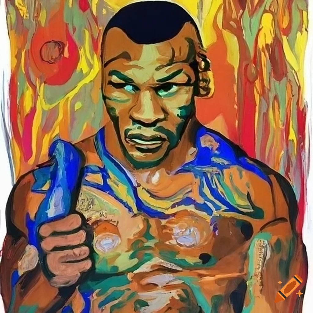 Artistic depiction of mike tyson in the style of van gogh on Craiyon