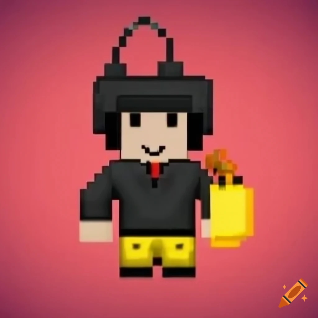 Pixelated bomb with fuse in Roblox style colors on Craiyon