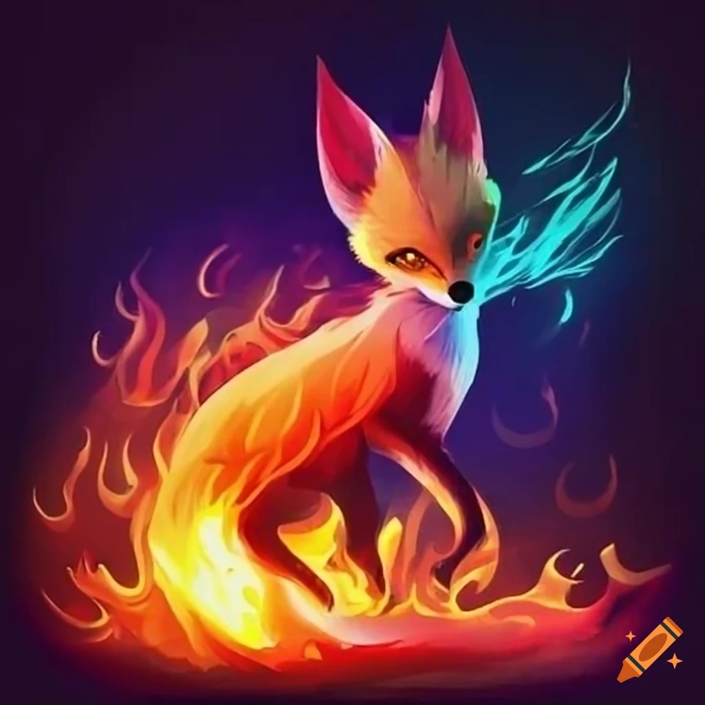Fox-shaped fire art on Craiyon