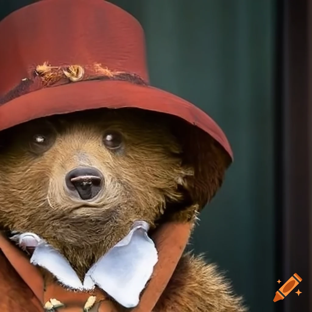 Paddington the bear dressed as a barrister in a court setting on Craiyon