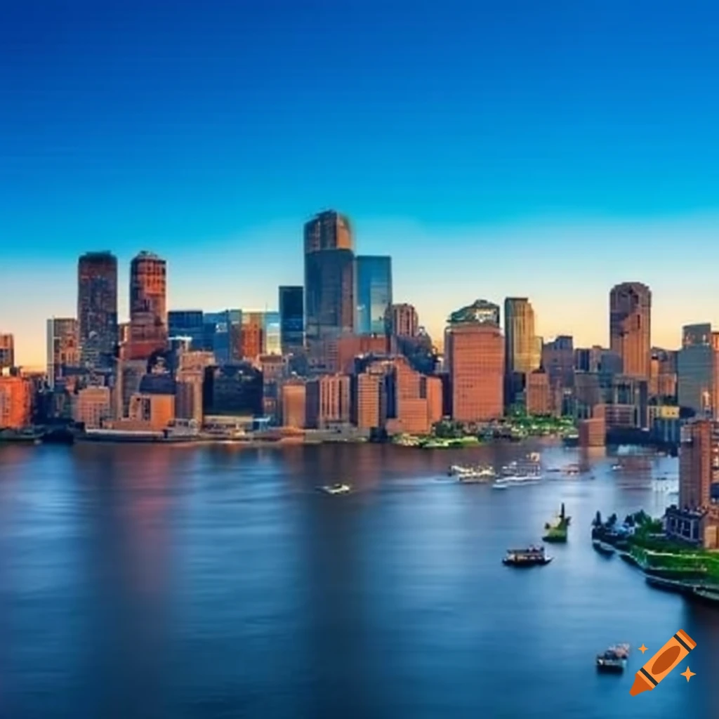 Aerial view of boston skyline on Craiyon