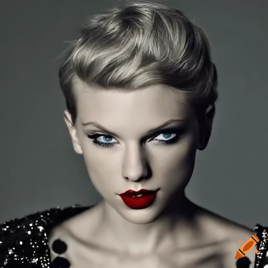 Taylor swift with a cute pixie haircut on Craiyon
