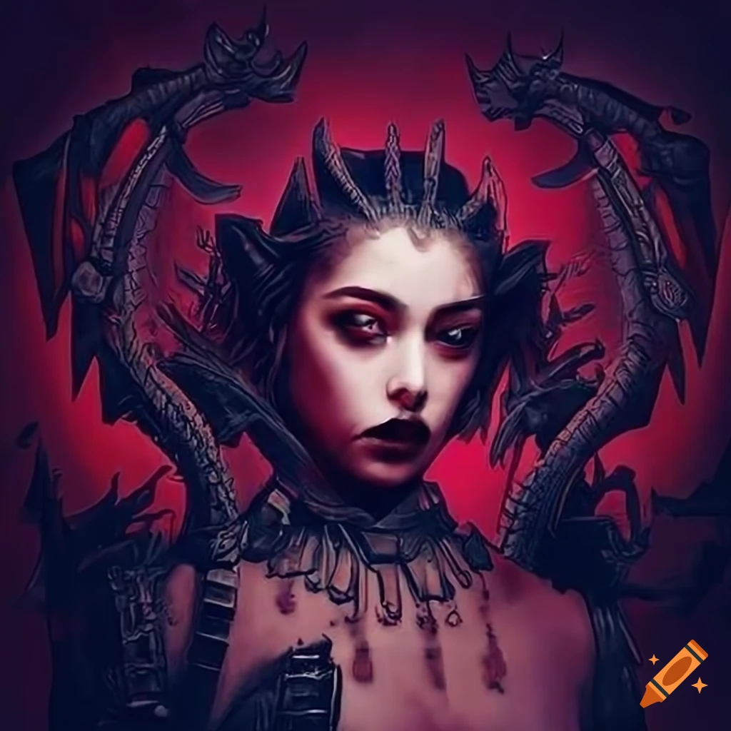 Art deco gothic star wars knight with a family of dragons in 19th ...