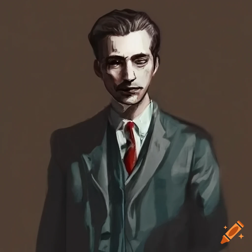 Vintage mysterious man in a suit on Craiyon