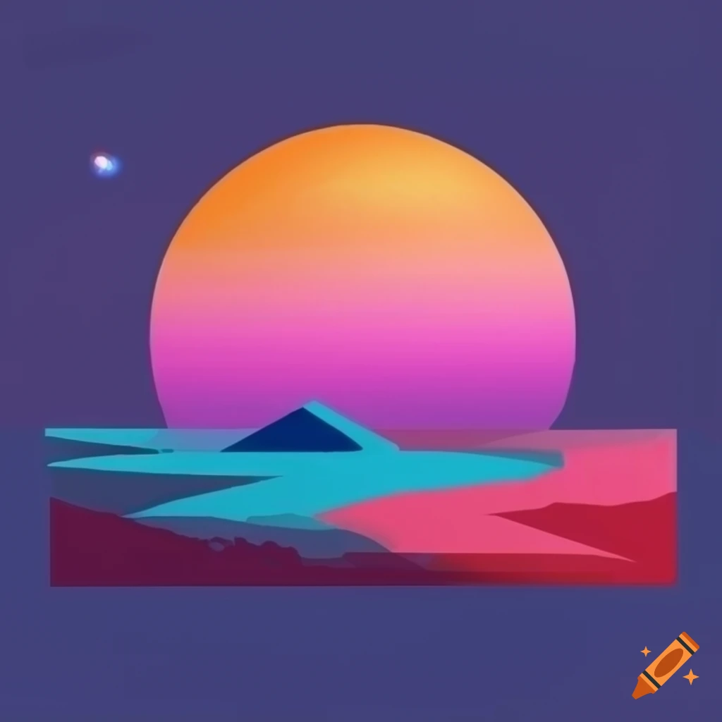 Minimalist block color landscape of a galaxy on Craiyon