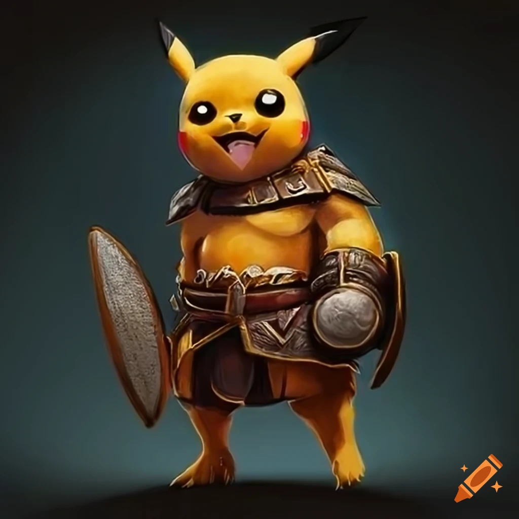 Pikachu painting as a middle age warrior on Craiyon
