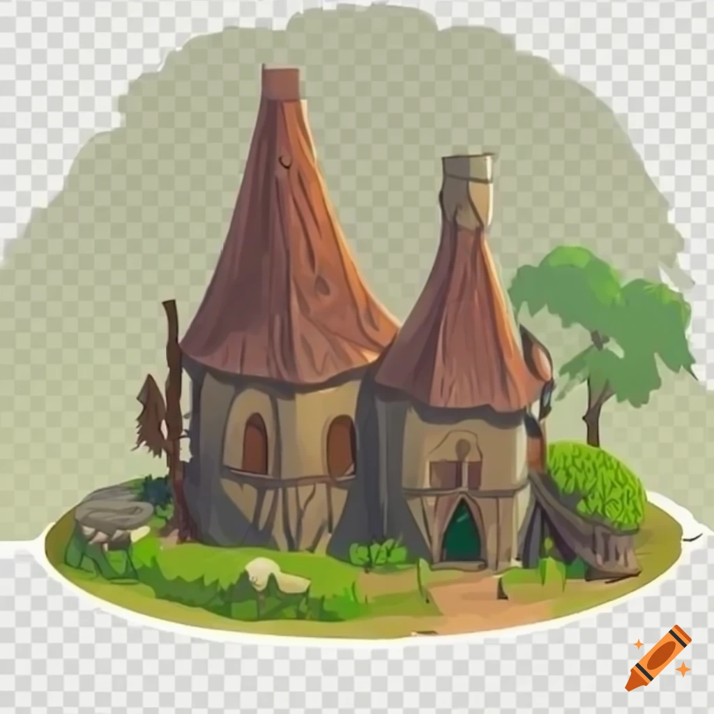 Cartoon medieval tree village on Craiyon