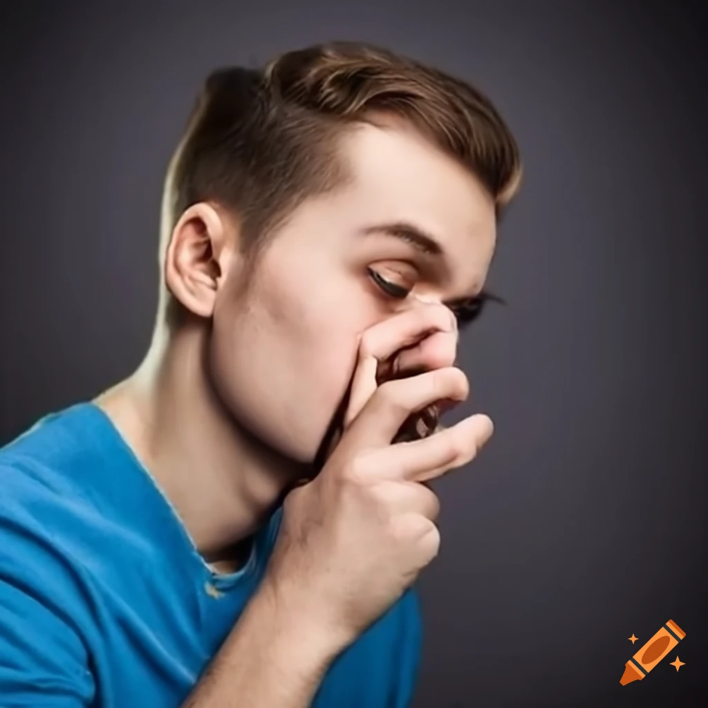 Man picking his nose on Craiyon