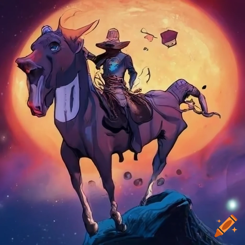 Illustration of a space cowboy on Craiyon