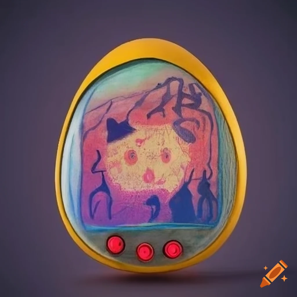 Ancient cave drawing of tamagotchi in lascaux, france on Craiyon