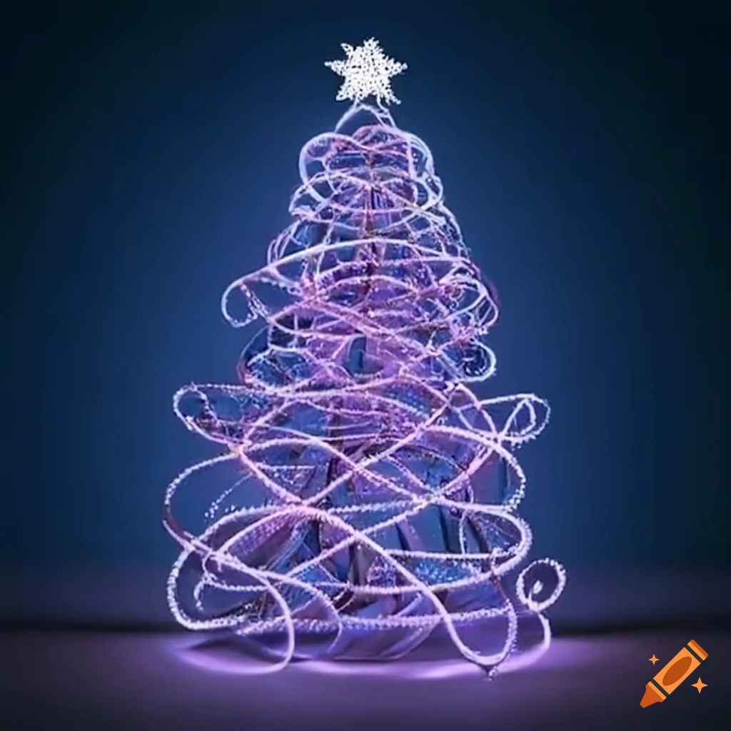 New Year TV show with an internet cable Christmas tree on Craiyon