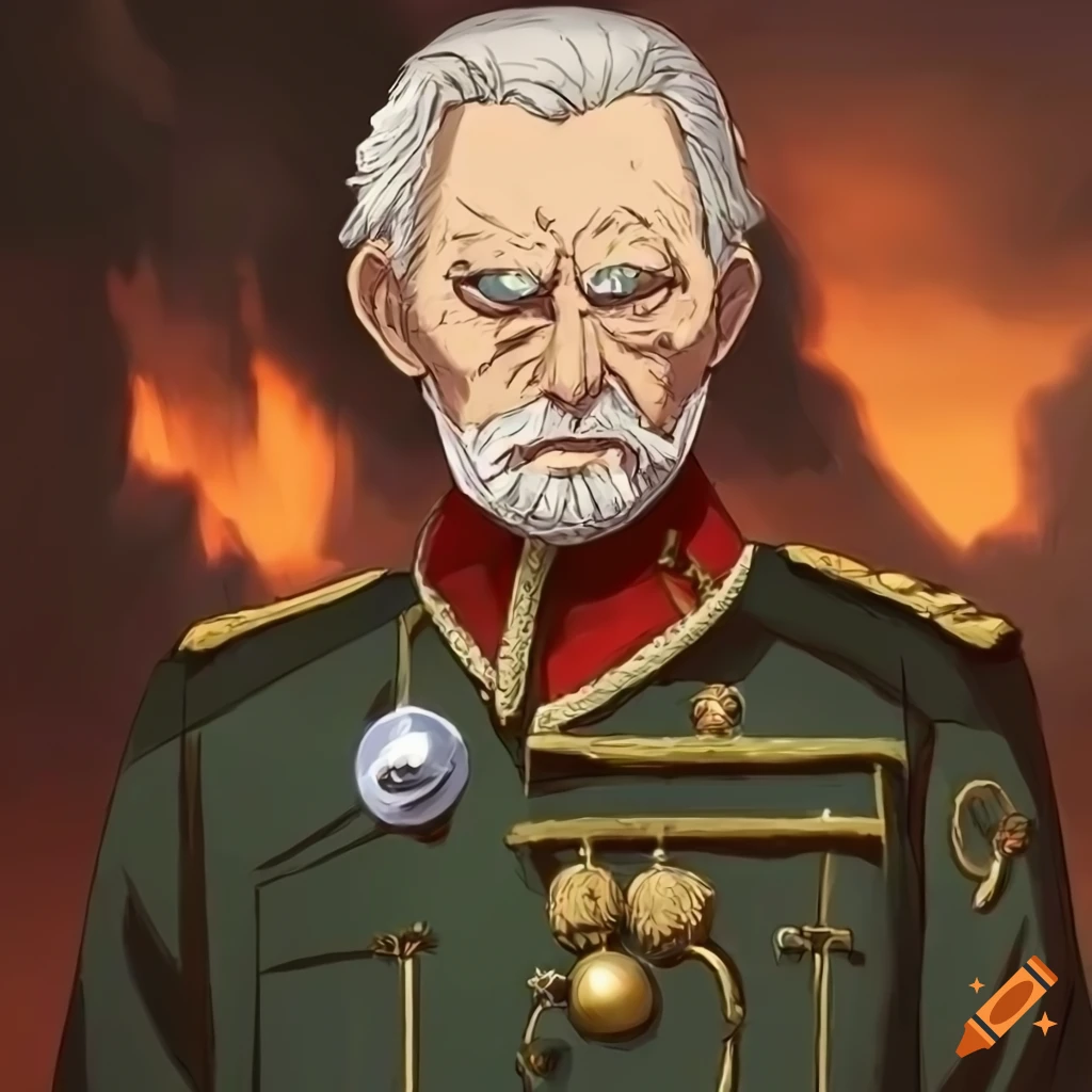 German imperial futurist military general in benevolent anime style on ...