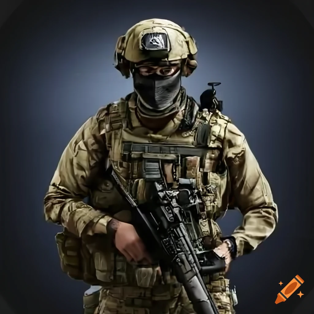 Special forces officer aiming and walking on Craiyon