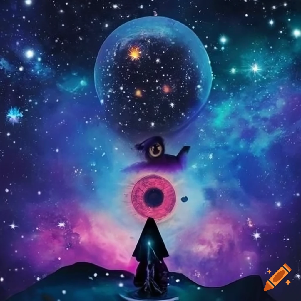 Space-themed tarot cards on Craiyon