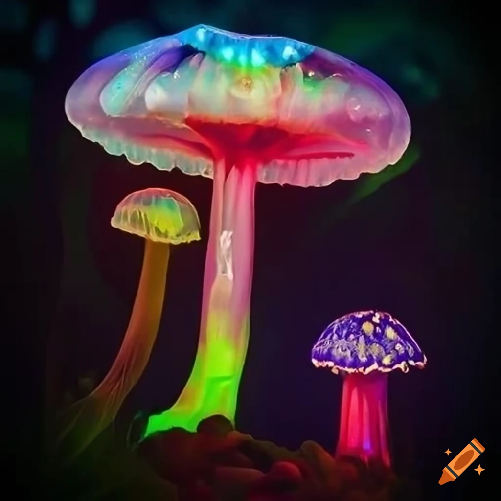 Glowing fairy goddess forest with neon rainforest and vibrant lights on ...
