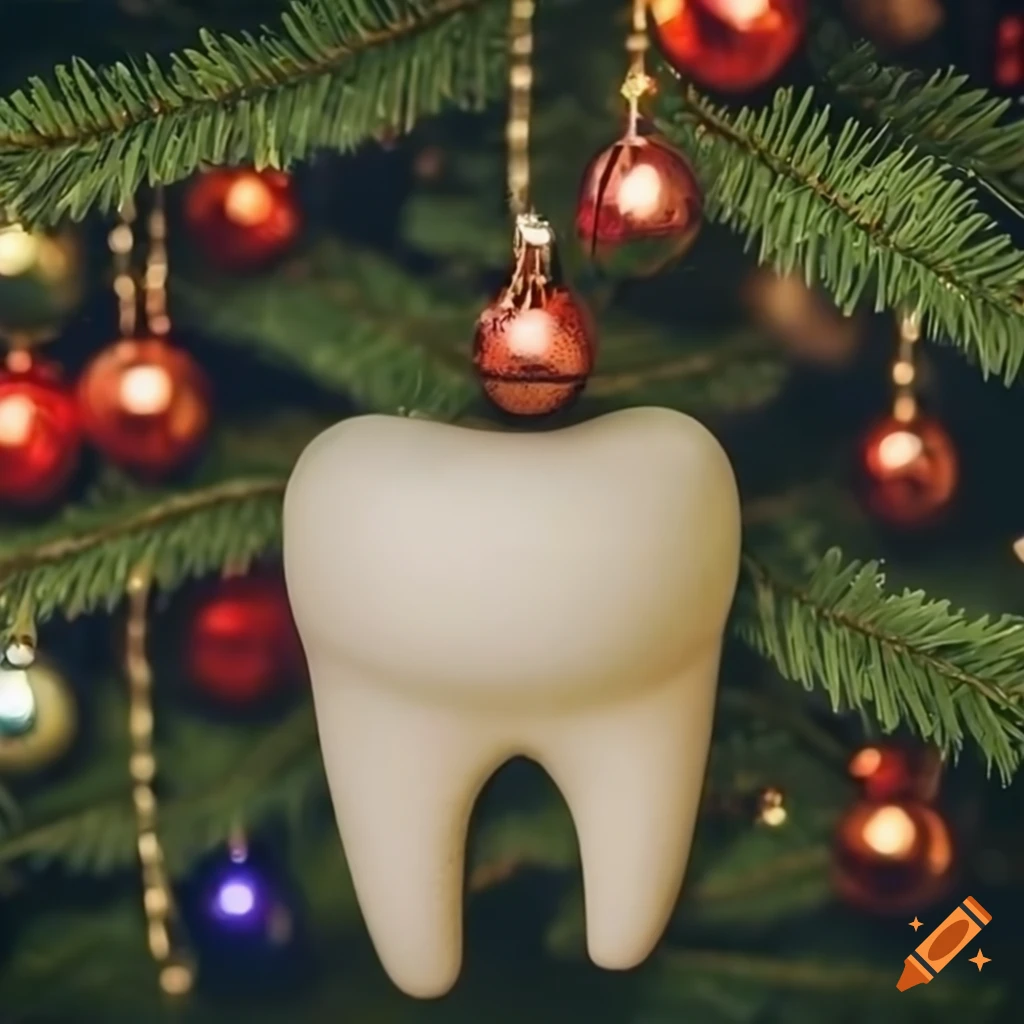 Christmas tree with tooth-shaped ornaments on Craiyon