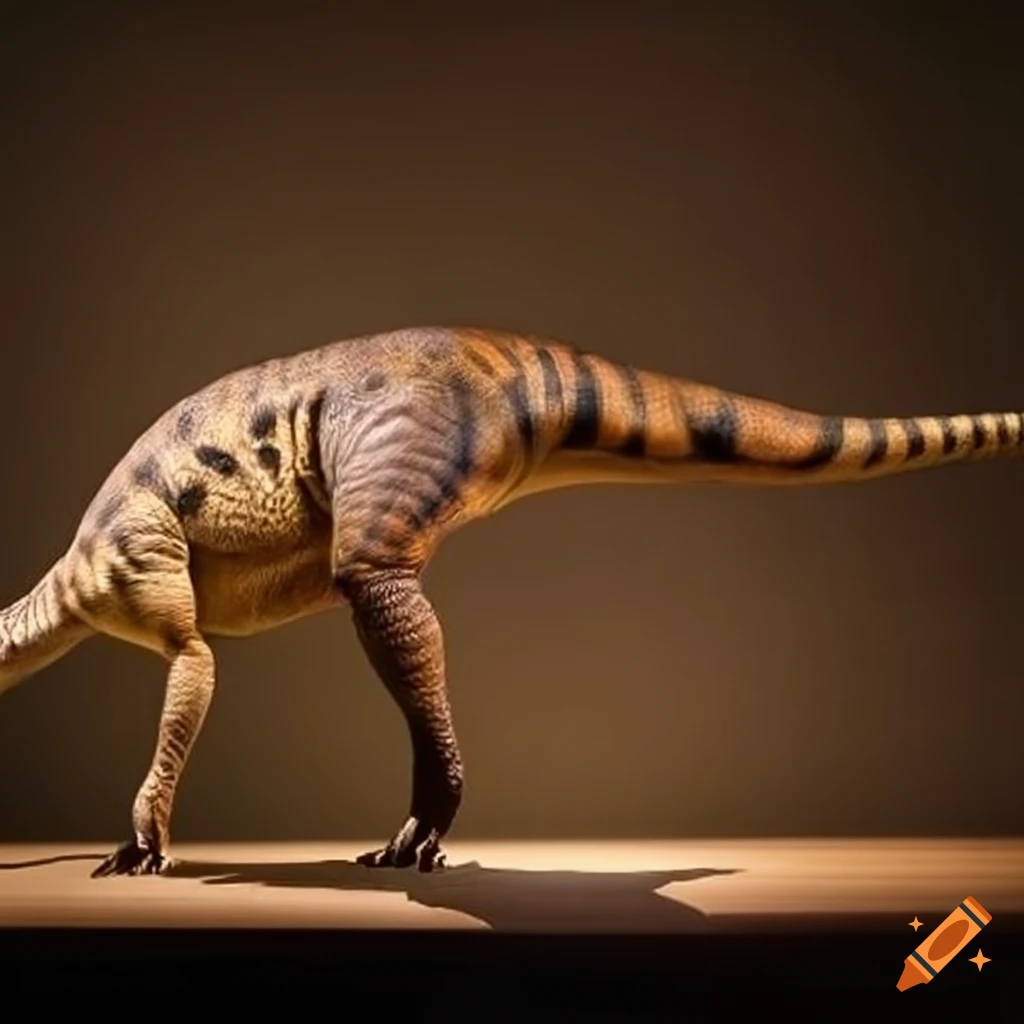 Dinosaur with genet color pattern on its hide on Craiyon