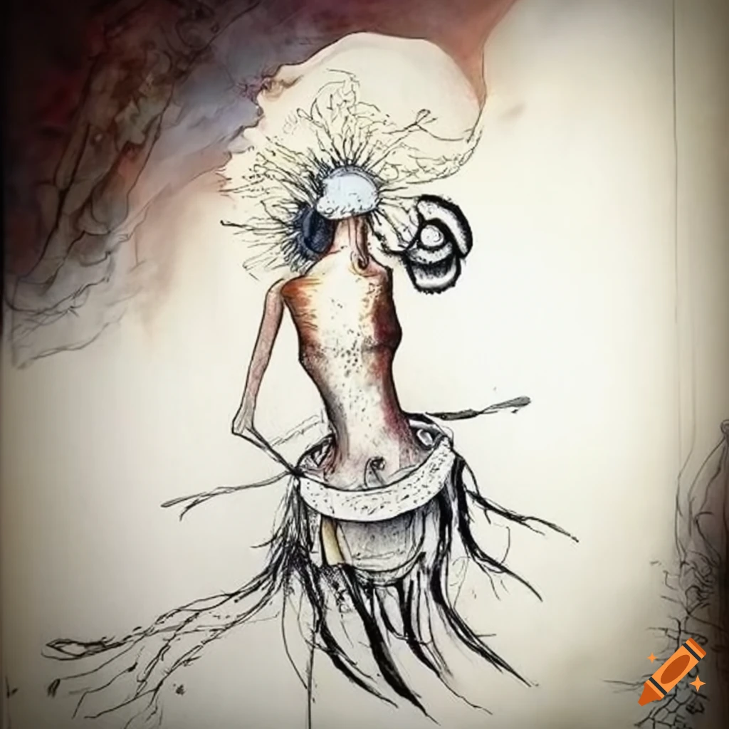 Siphonophore woman artwork by ralph steadman on Craiyon