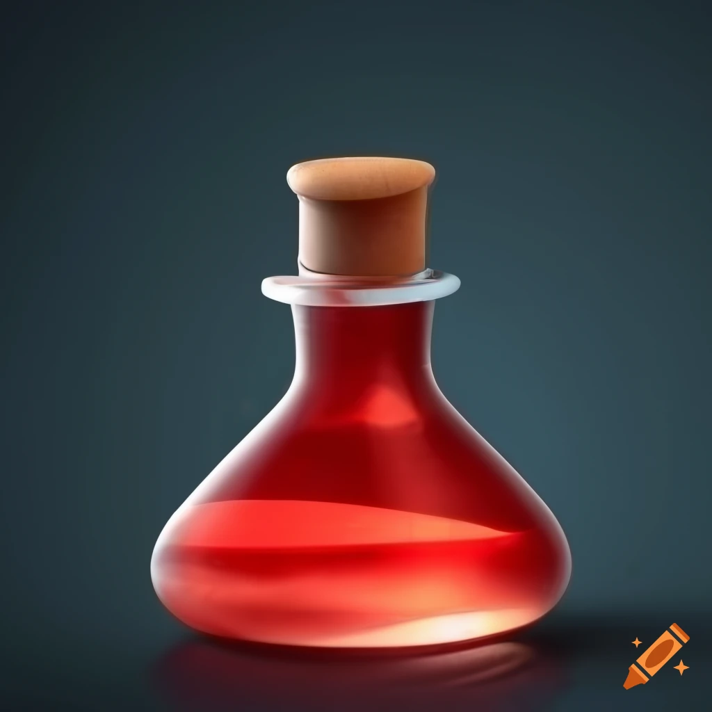 Red lesser health potion on dark background on Craiyon