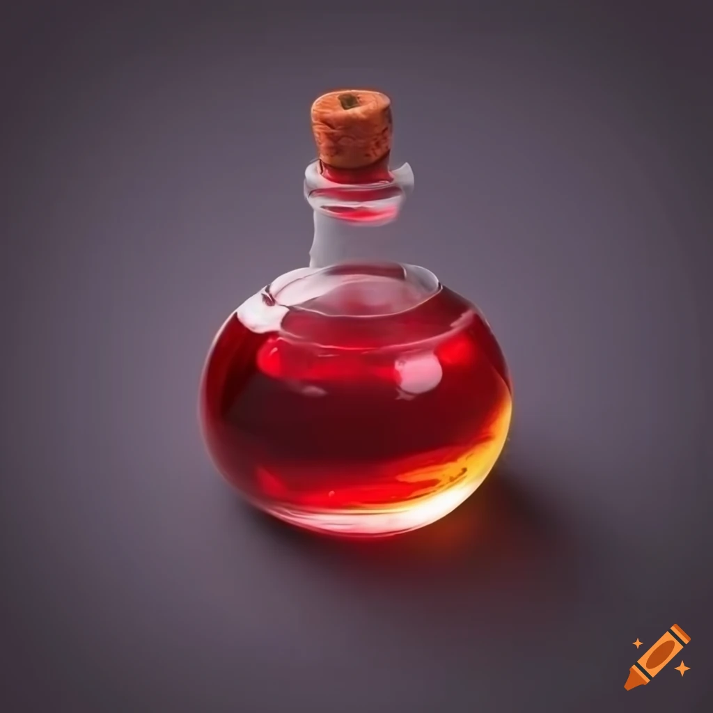 Red lesser health potion on dark background on Craiyon