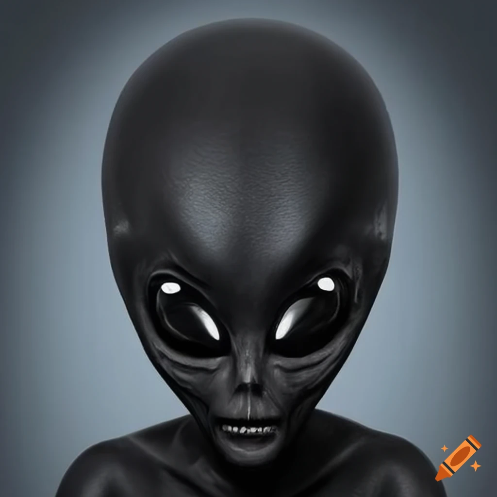 Black alien mask with white eyes on Craiyon